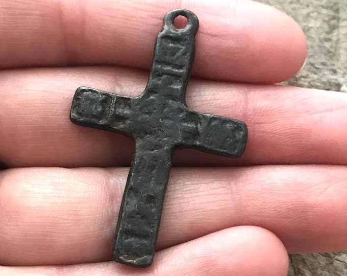 Ancient Cross, Rustic Brown Cross Pendant, Large Artisan Cross ...