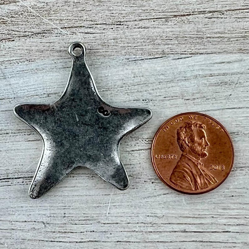 Medium Smooth Star Pendant, Silver Artisan Charm for Jewelry Design, PW ...