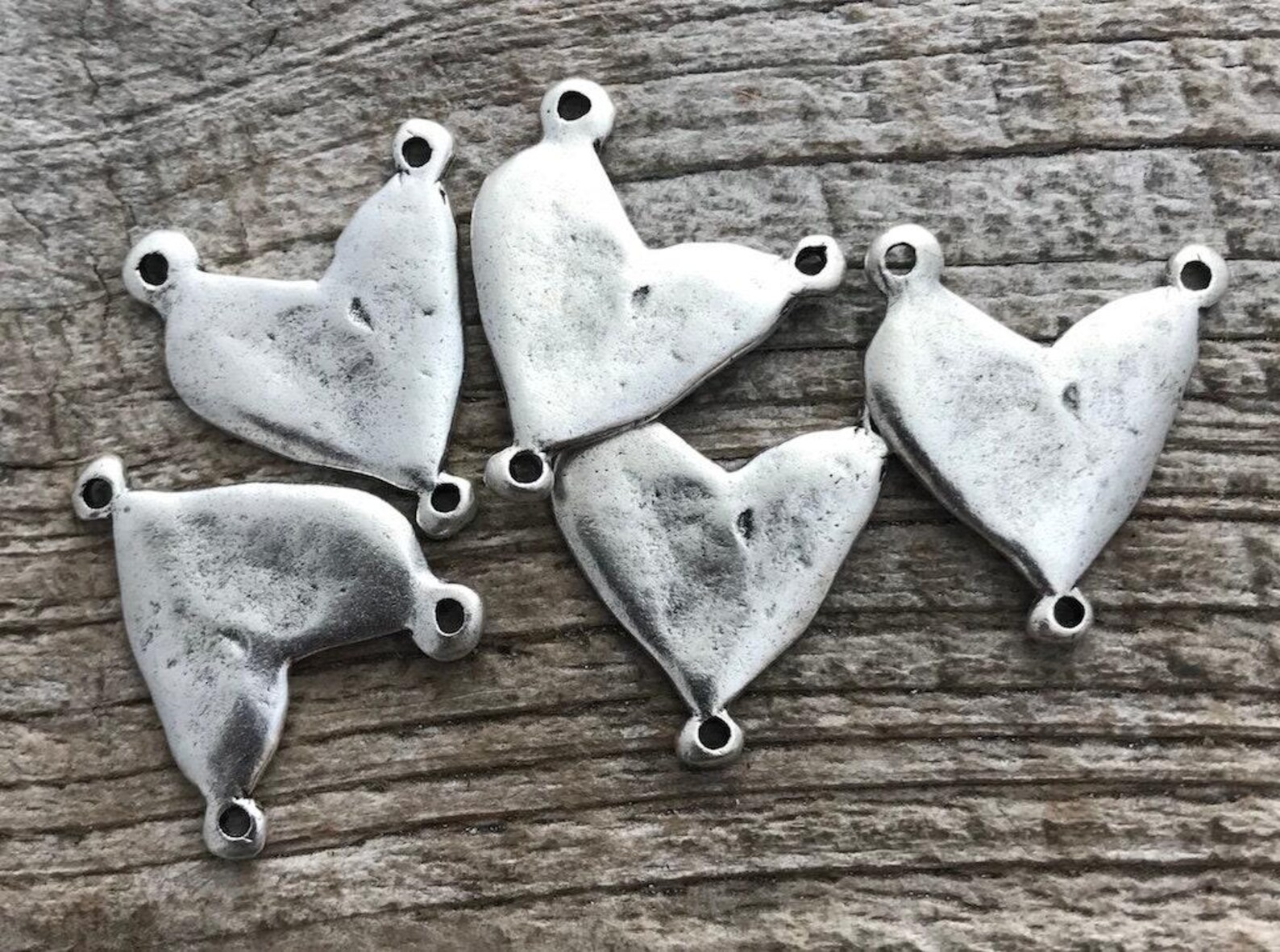 Heart Connector, Heart Pendant, Silver Heart, Love Charm, Rosary ...