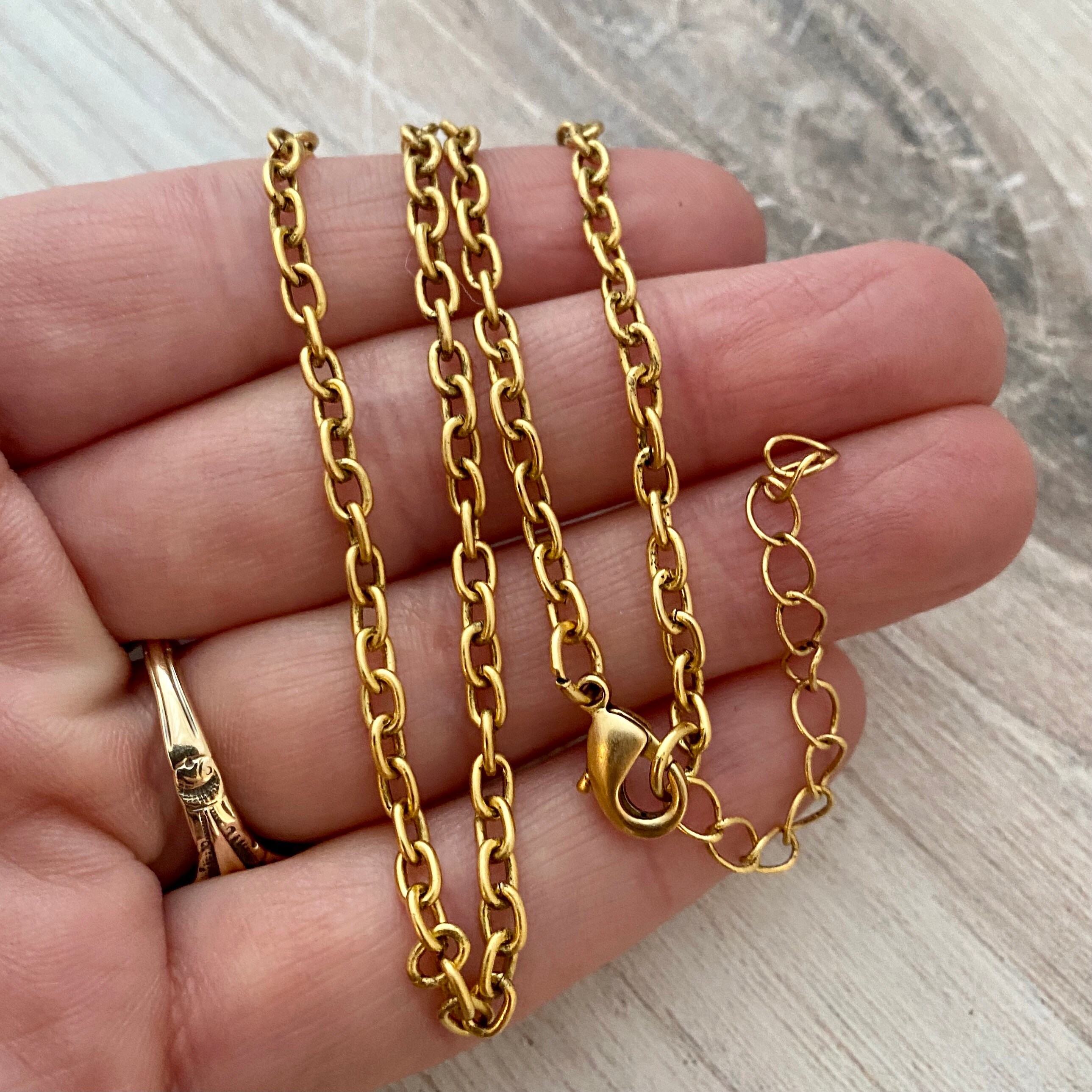 18 Inch Gold Chain Necklace With 2 Inch Extender Cable Oval - Etsy