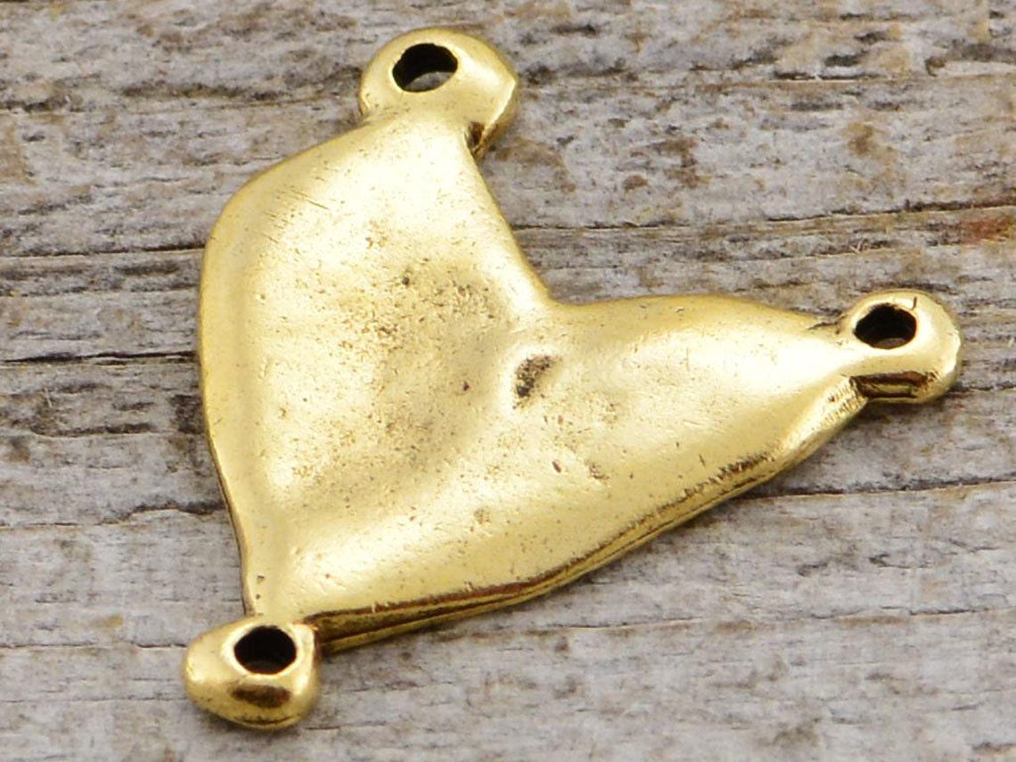 Heart Connector, Heart Pendant, Antiqued Gold Heart, Rosary Centerpiece ...