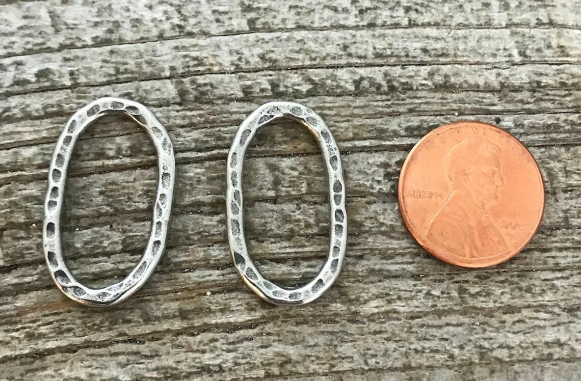 2 Hammered Ring Link, Ring Connector, Eternity Ring, Leather Connector ...