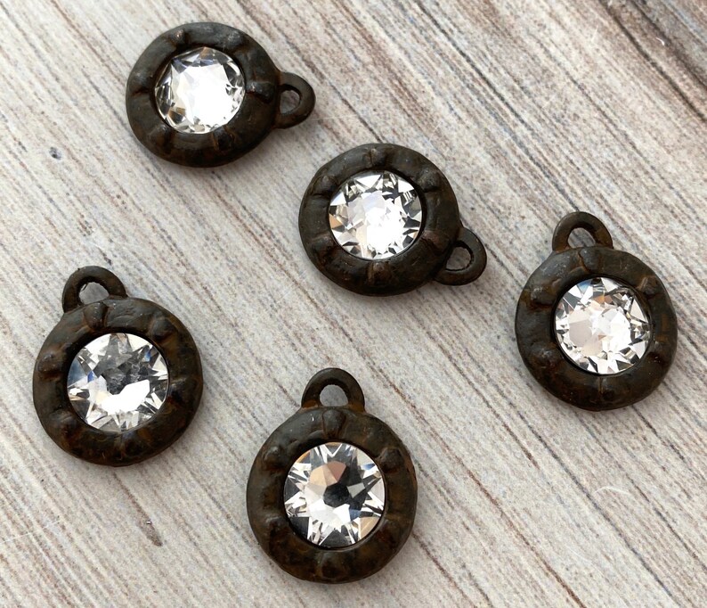 Swarovski Large Crystal Clear Charm Georgian Style Antiqued - Etsy