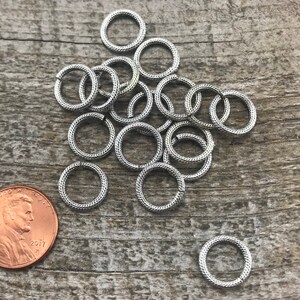 11mm Large Silver Jump Rings, Textured Jump Ring, Jump Rings, 10 Rings ...