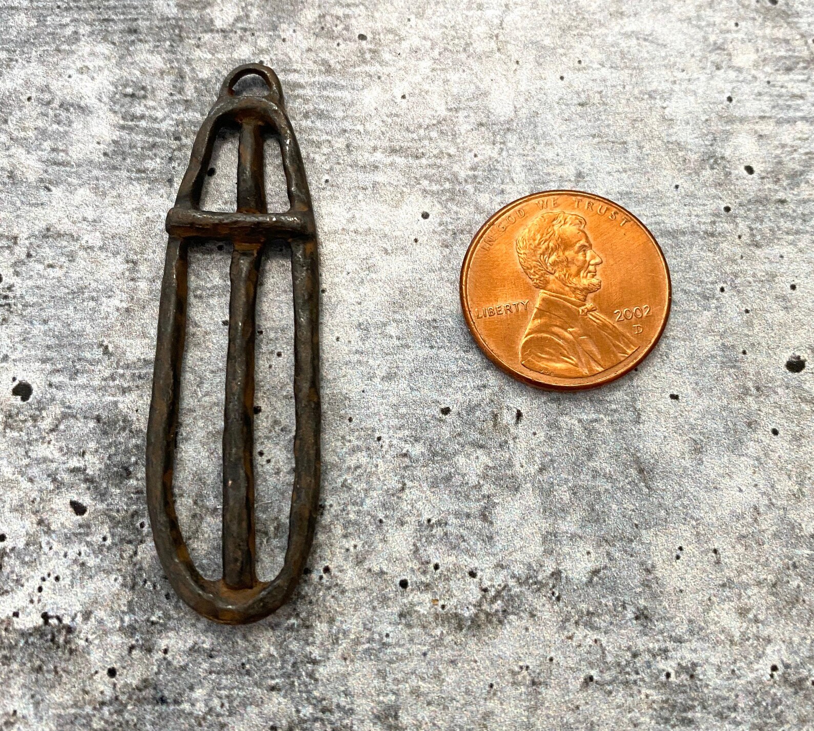 Large Oval Stick Cross Pendant, Long Skinny Artisan Cross, Antiqued ...