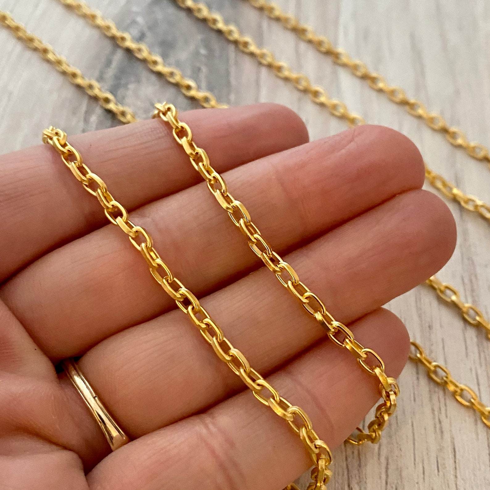 18 Inch Gold Chain Necklace With 2 Inch Extender Flat Oval - Etsy