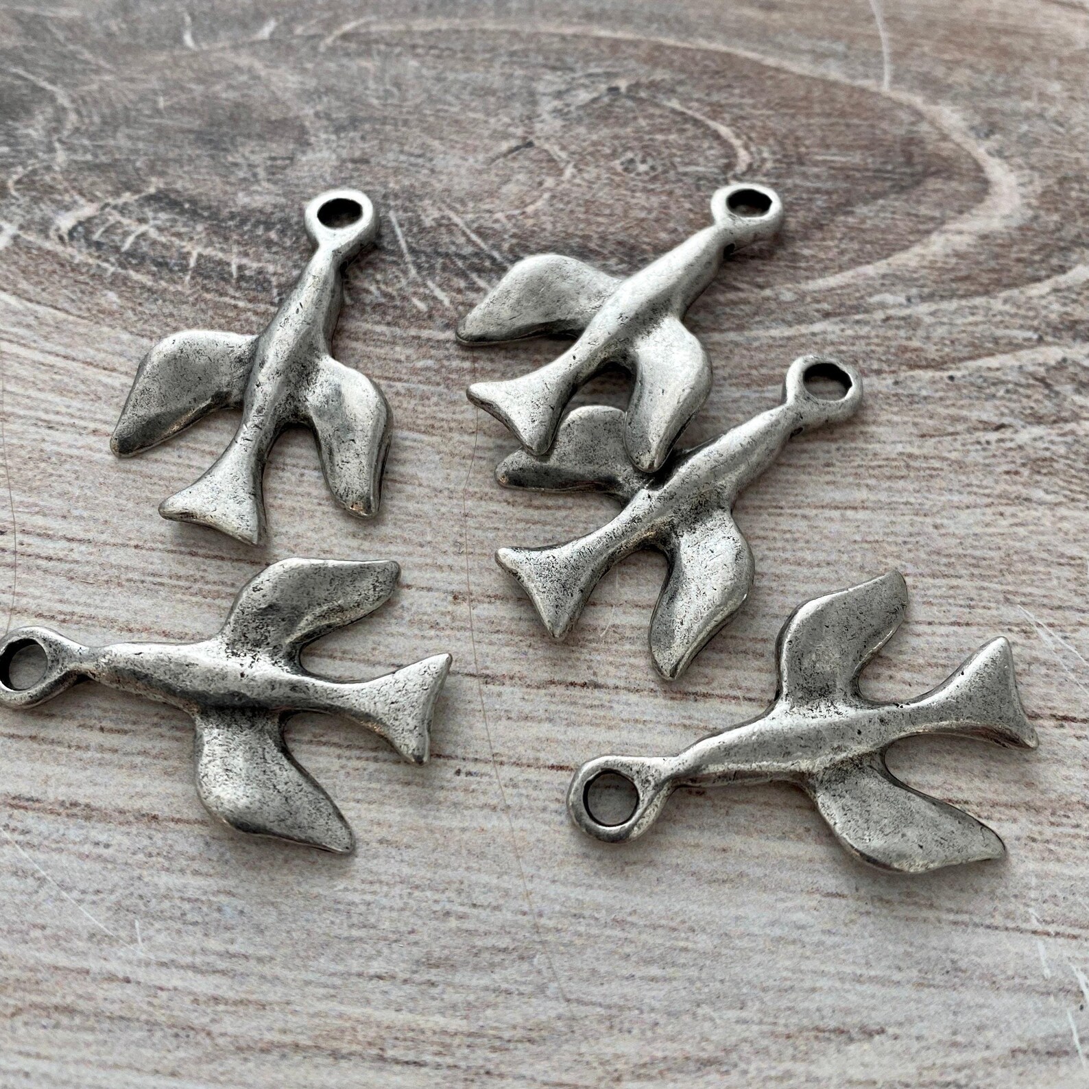 Modern Dove Charm, Simple Silver Pewter Holy Spirit, Rosary Making ...