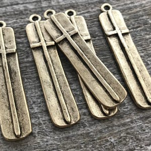 Large Gold Cross Pendant, Long Skinny Modern Bar Rectangle Cross ...