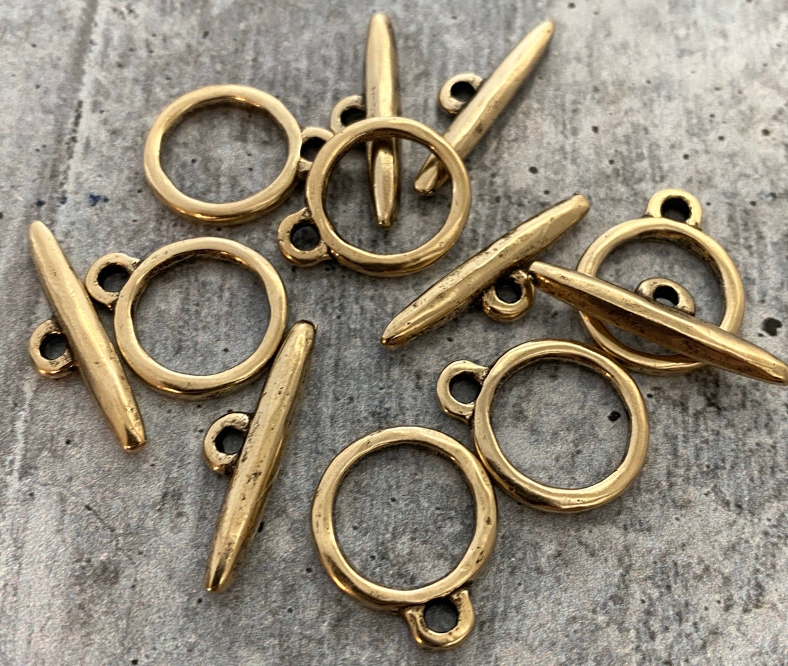 Smooth Toggle Clasp Antiqued Gold Closure Artisan Necklace | Etsy