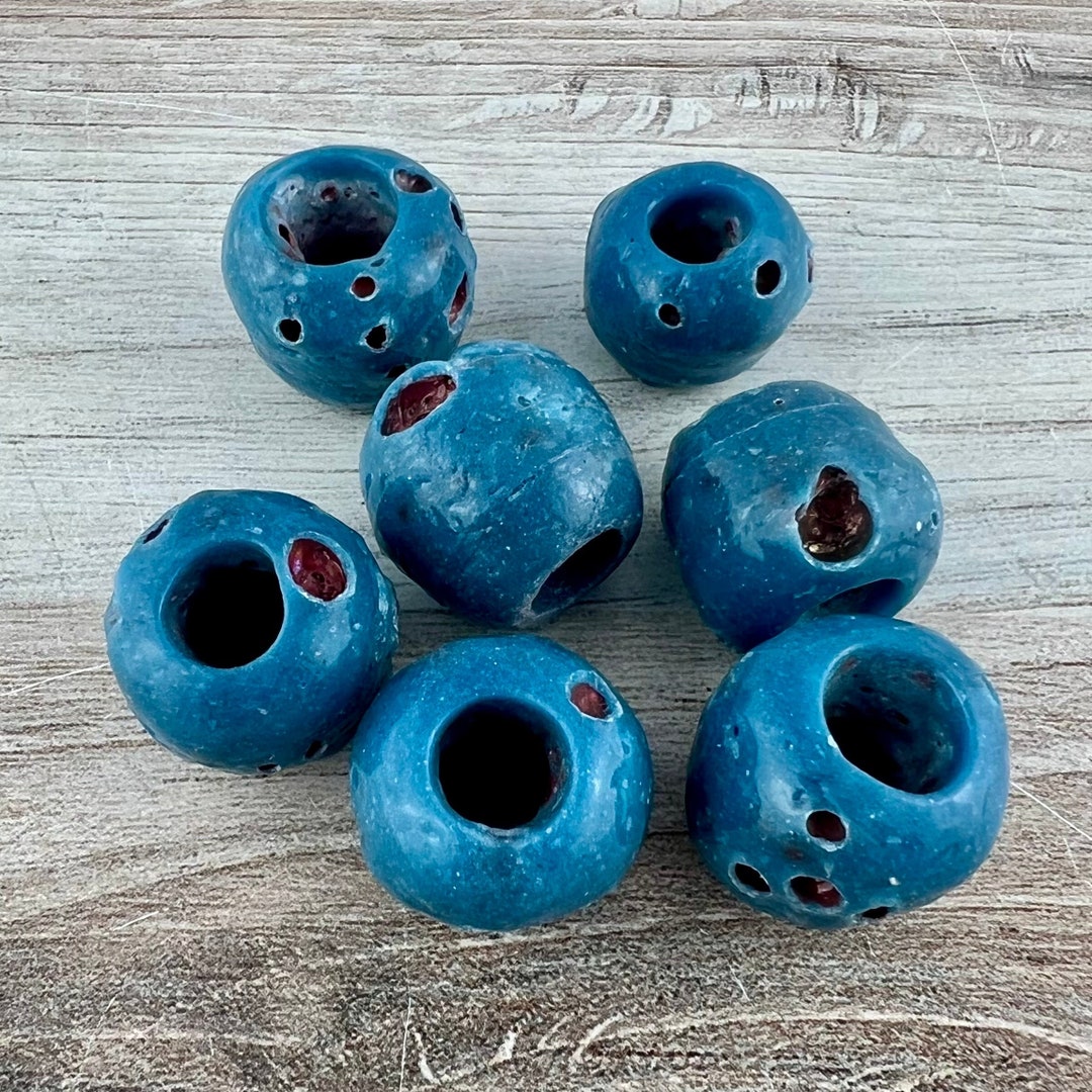 4 Large Teal Blue Textured Ceramic Beads, Ceramic Large Bead, Jewelry ...