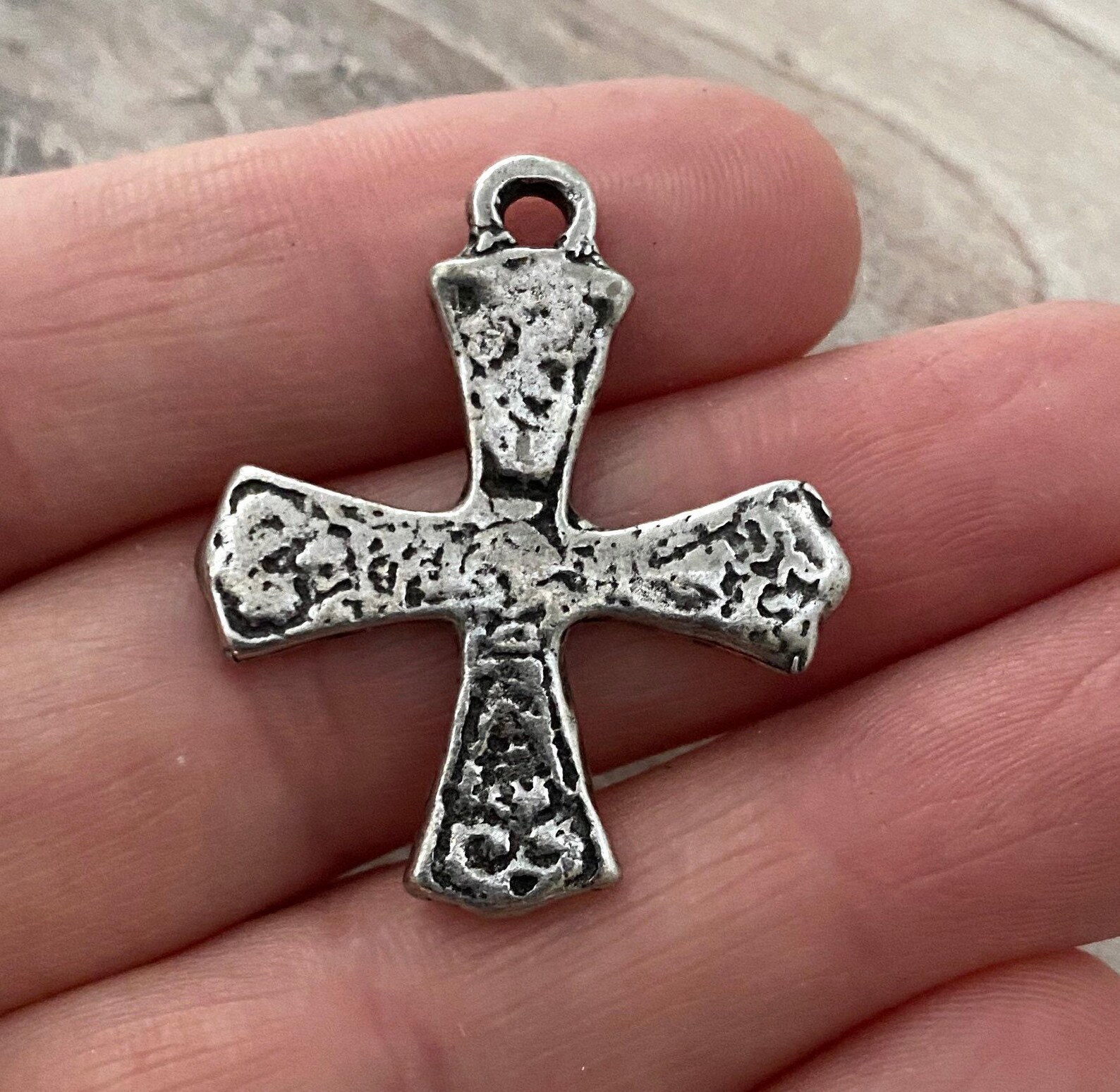 Ancient Maltese Cross Pendant, Antiqued Silver Pewter, Textured ...
