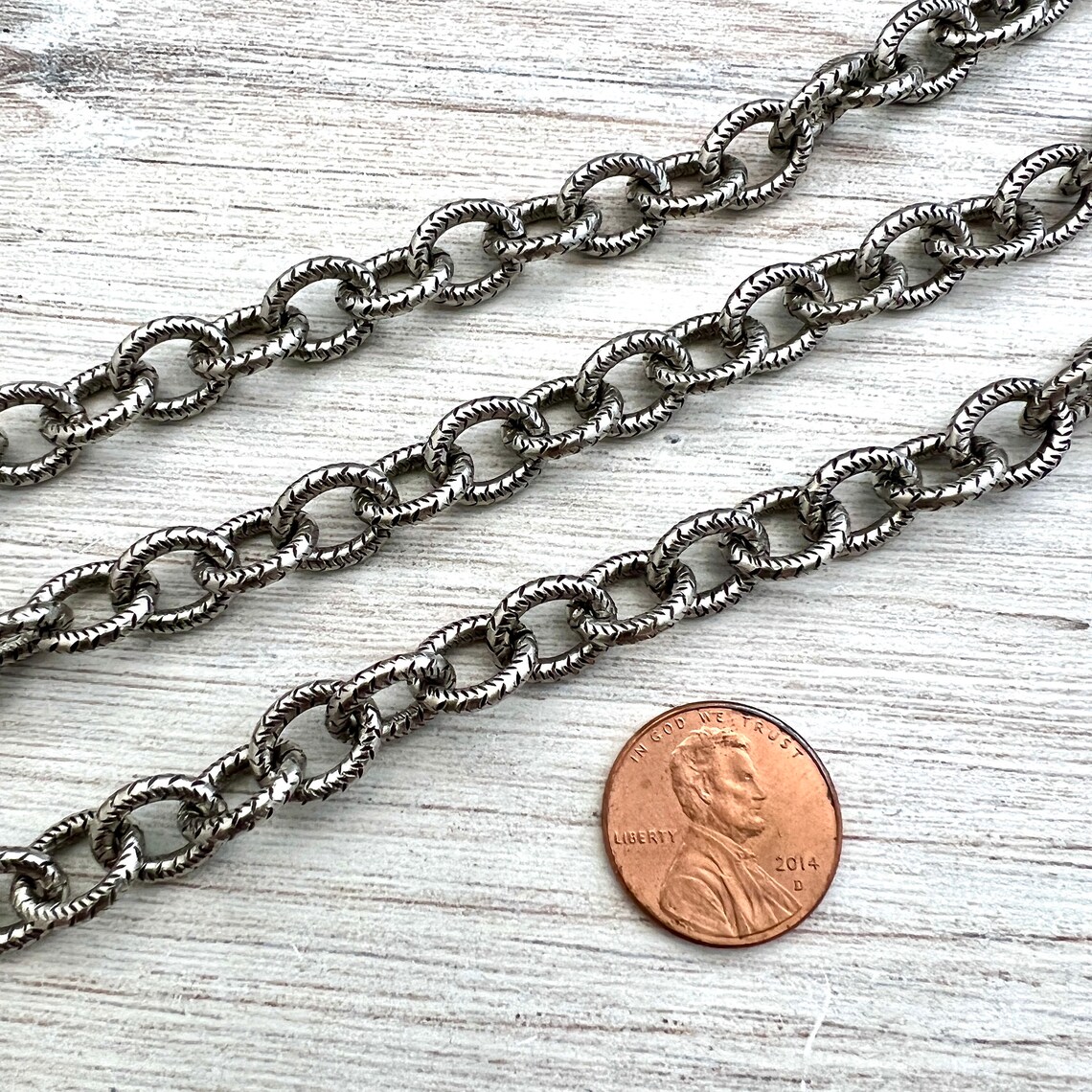 Large Silver Chain With Design Thick Antiqued Silver Chain | Etsy