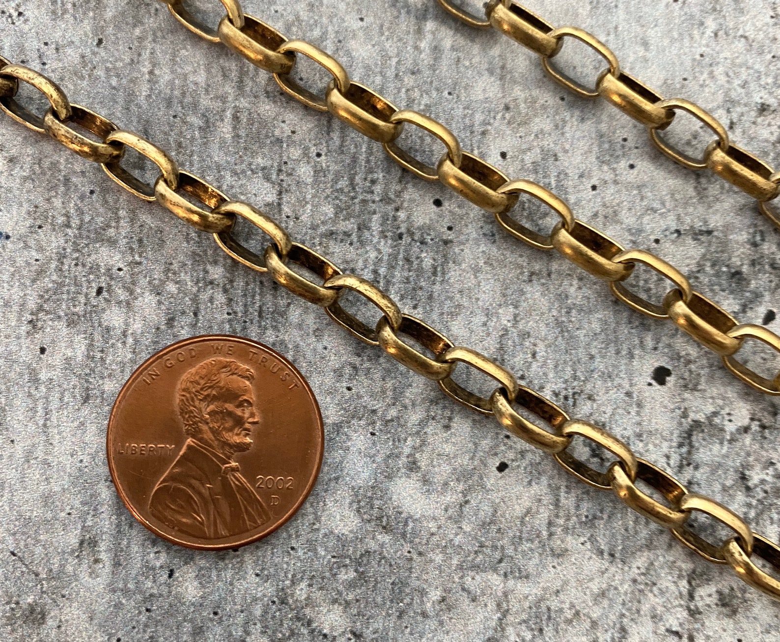 Large Gold Chain Flat Rounded Link Rectangle Gold Chain by | Etsy