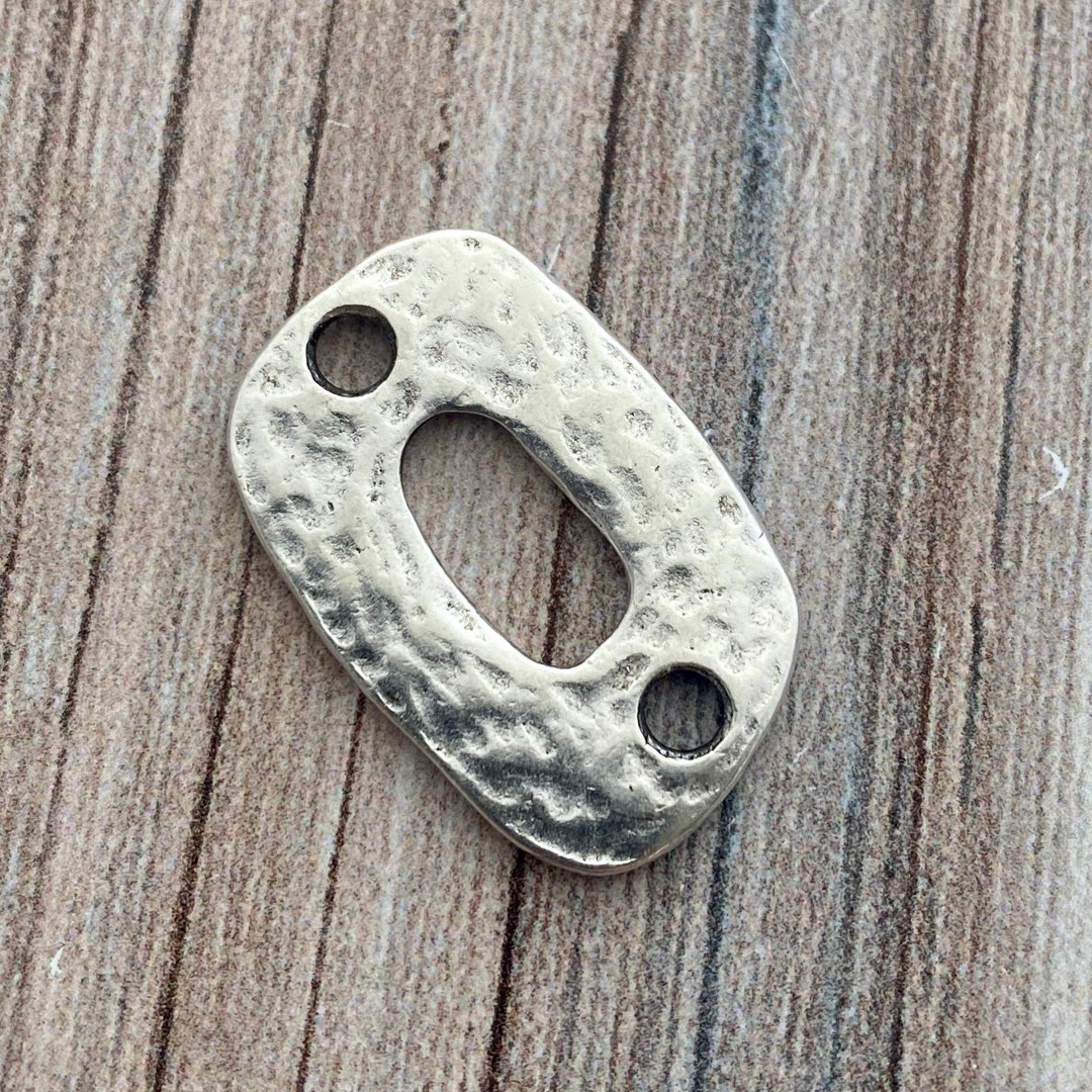 Hammered Oval Connector, Textured Rectangle Link, Silver Jewelry Supply ...