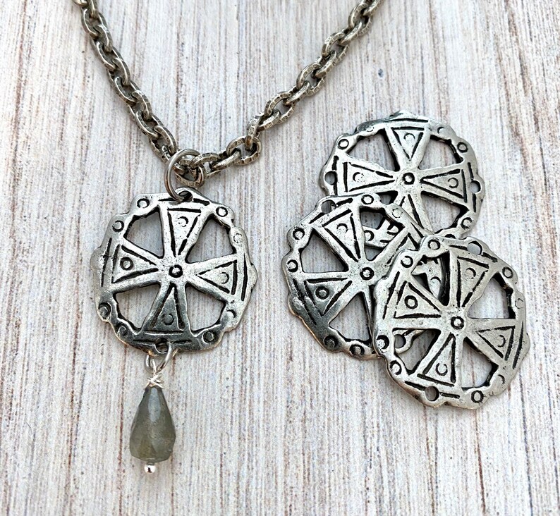 Round Cross Connector Antiqued Gold Artisan Charm Jewelry | Etsy