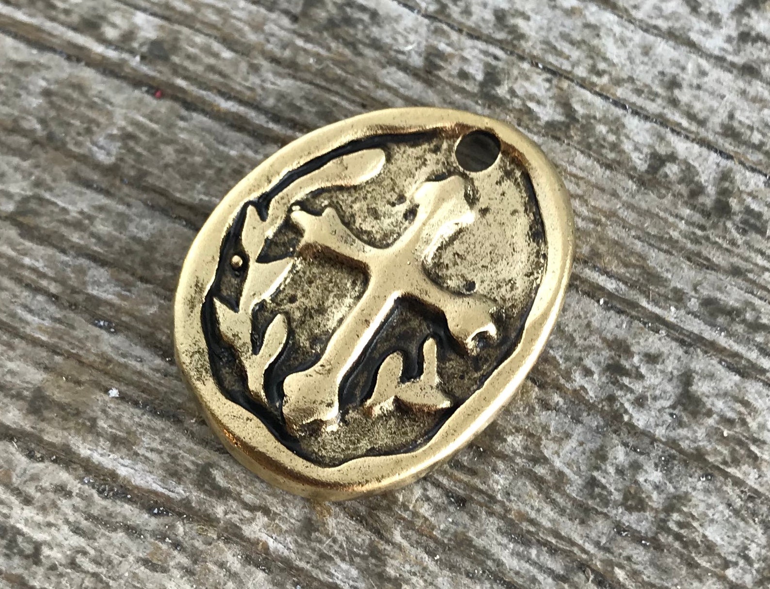 Cross Charm Pocket Cross Circle Cross Coin Token Gold - Etsy