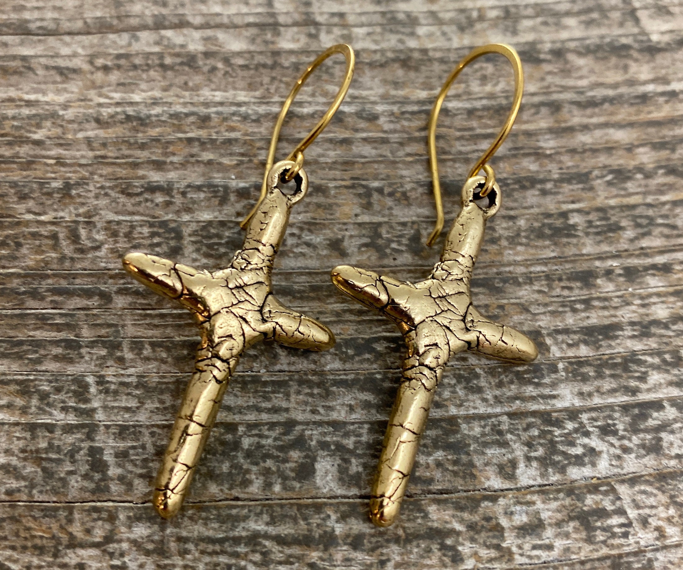 Skinny Crackled Stick Cross Pendant Distressed Charm - Etsy