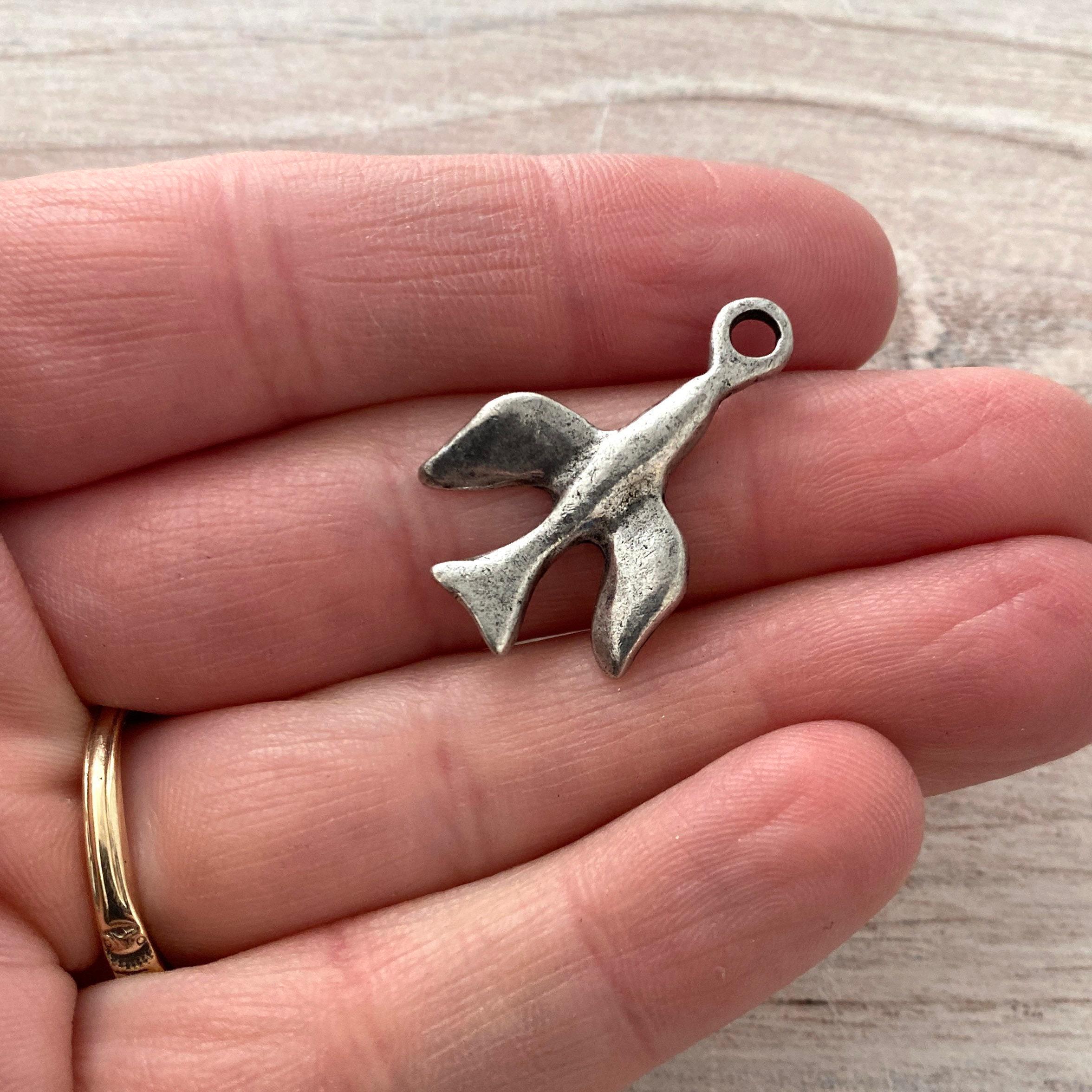 Modern Dove Charm, Simple Silver Pewter Holy Spirit, Rosary Making ...