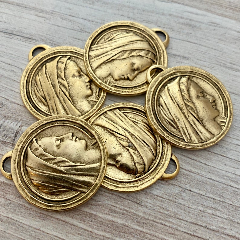 Round Mary Medal Virgin Mary Our Lady of Lourdes Catholic | Etsy