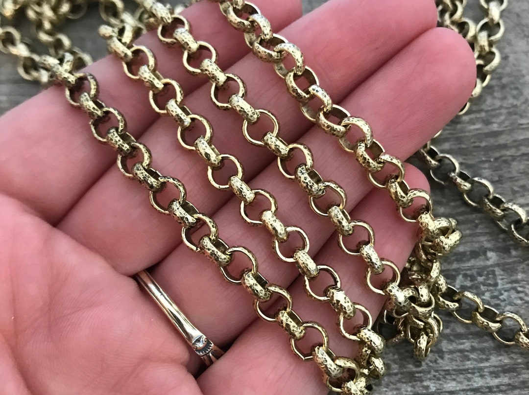 Rolo Chain, Thick Antiqued Gold Chain by the Foot, Carson's Cove ...