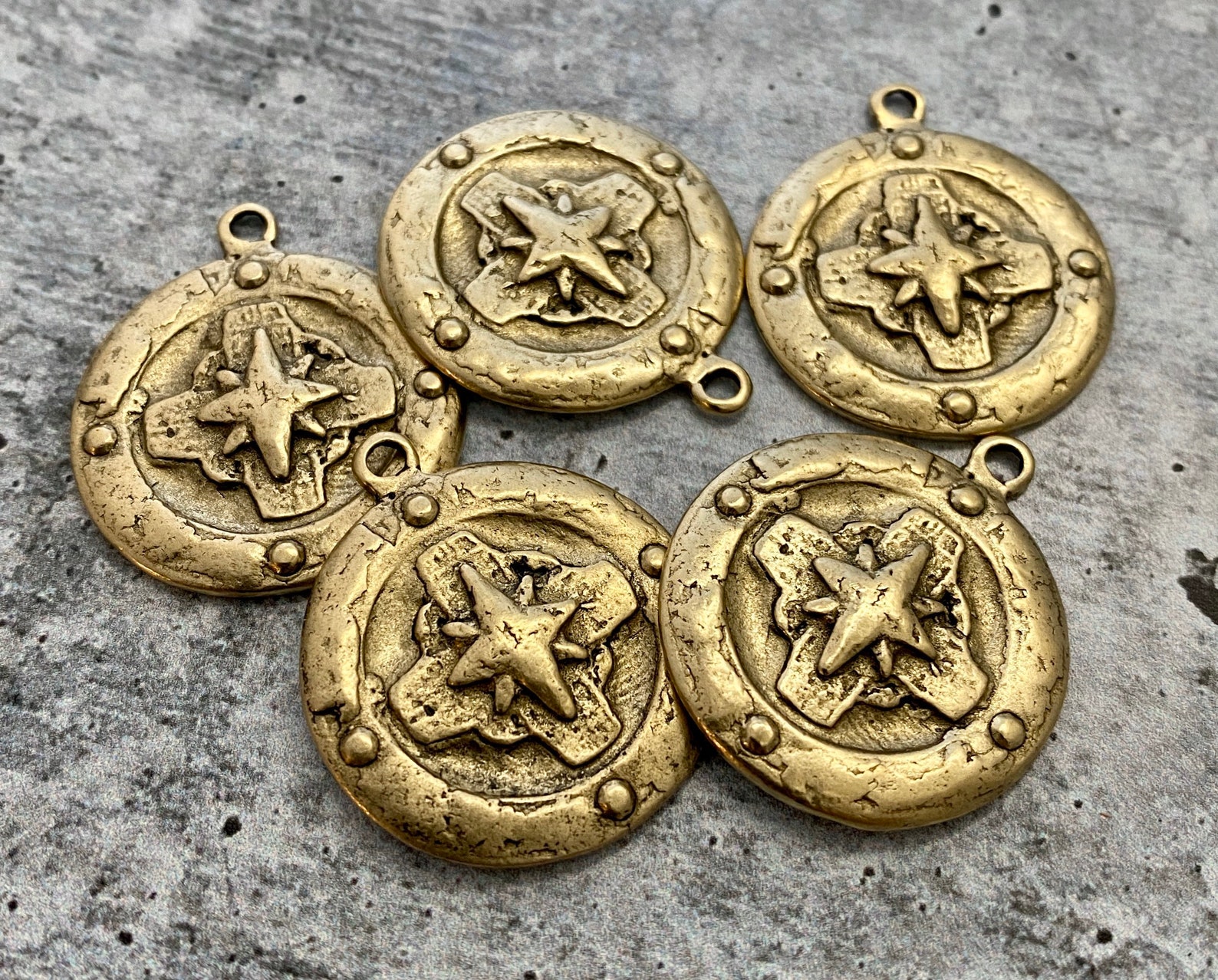 Compass Rose Cross Pendant Antiqued Gold Pendant Old World - Etsy