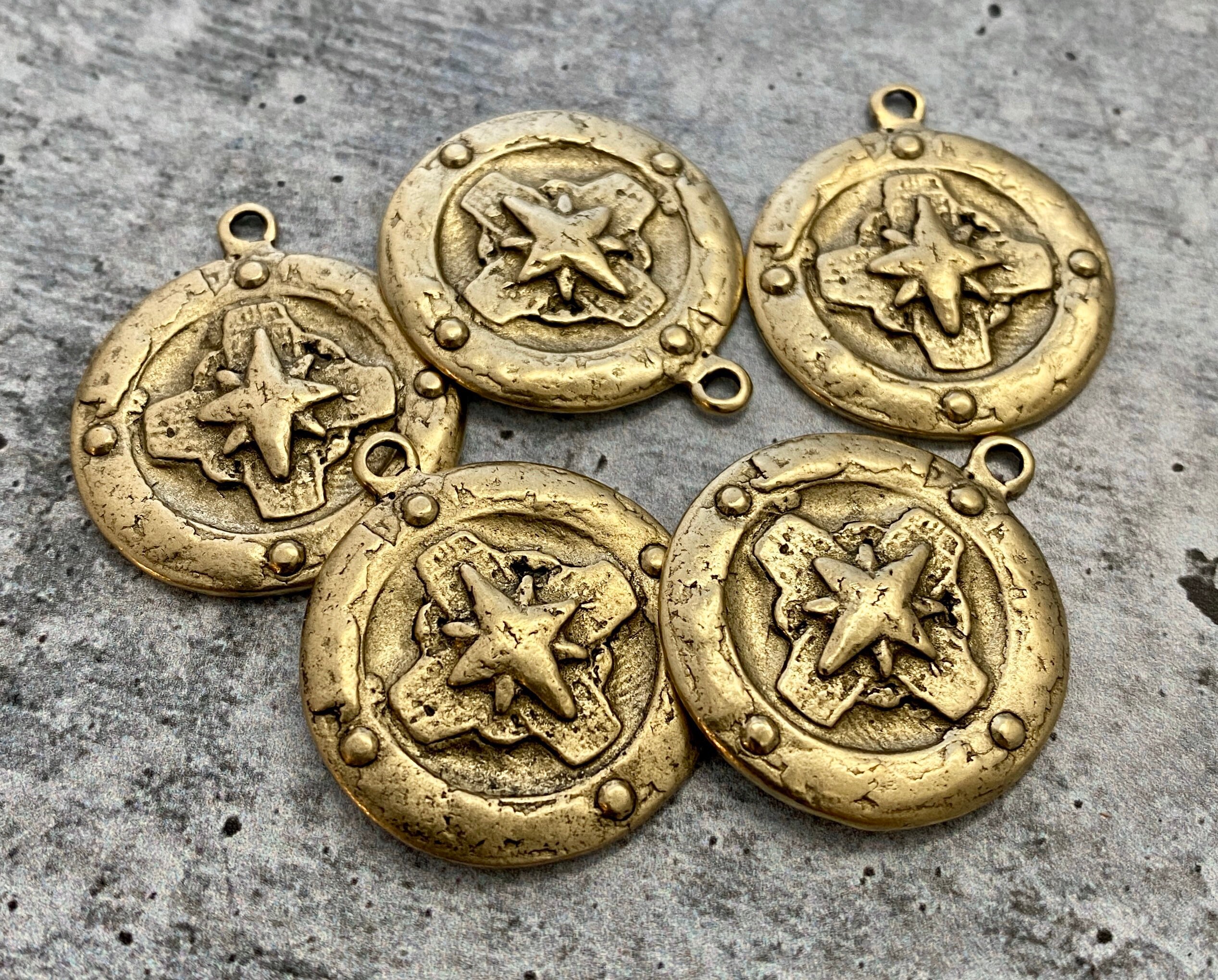 Compass Rose Cross Pendant Antiqued Gold Pendant Old World | Etsy