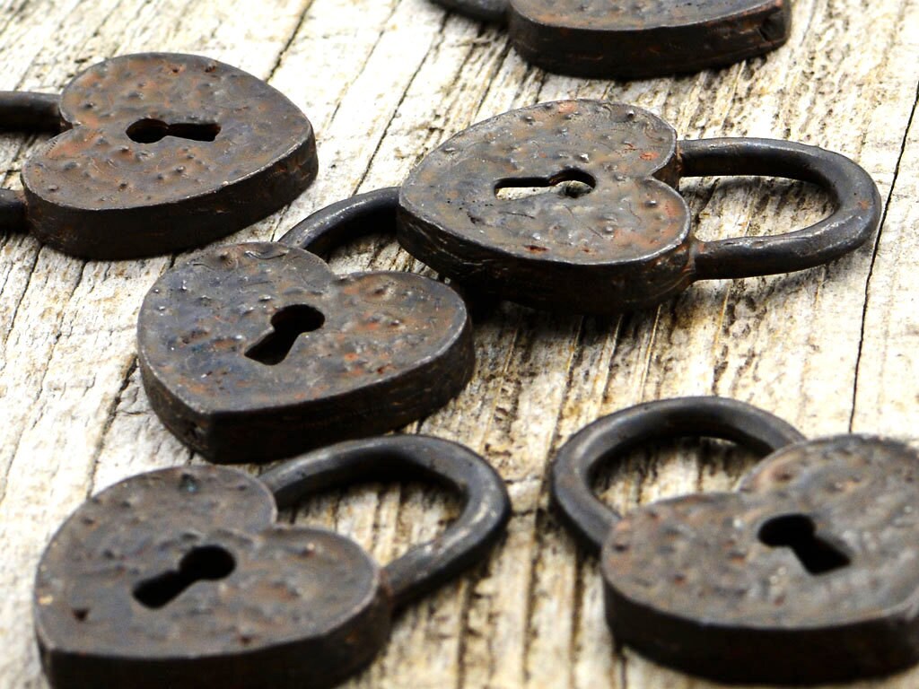 Lock Pendant Heart Lock Antiqued Lock Heart Pendant Rustic | Etsy