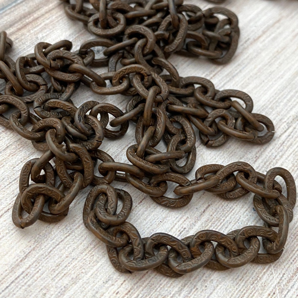 Large Rustic Brown Chain With Design Thick Antiqued Chain by - Etsy