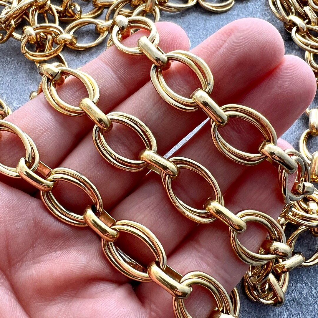 Large Gold Oval Multiring Skip Chain, Chunky Chain by the Foot ...