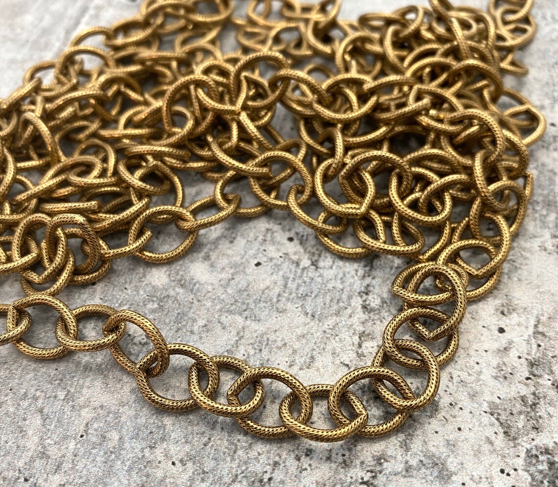 Large Textured Etched Chain Oval Cable Bulk Chain by Foot | Etsy