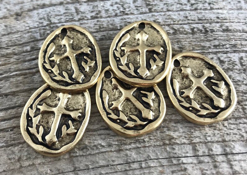 Cross Charm Pocket Cross Circle Cross Coin Token Gold - Etsy