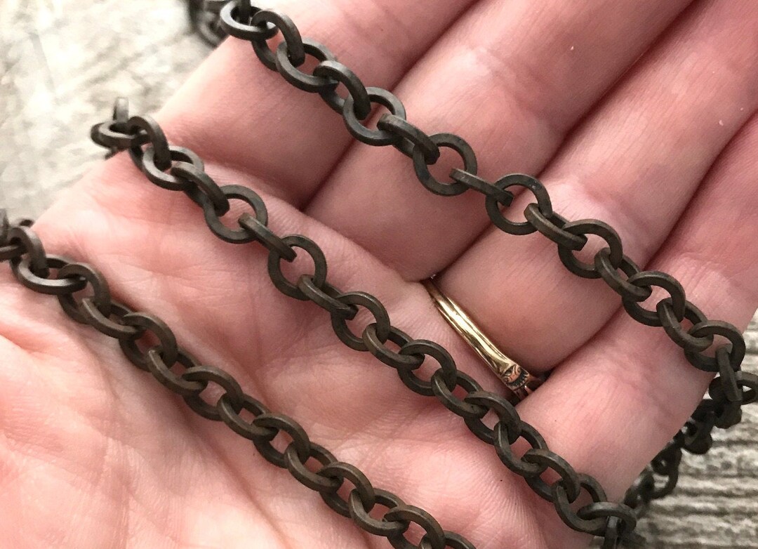 Rustic Thick Chain, Antiqued Brown Chain, Bulk Chain by Foot, Necklace ...
