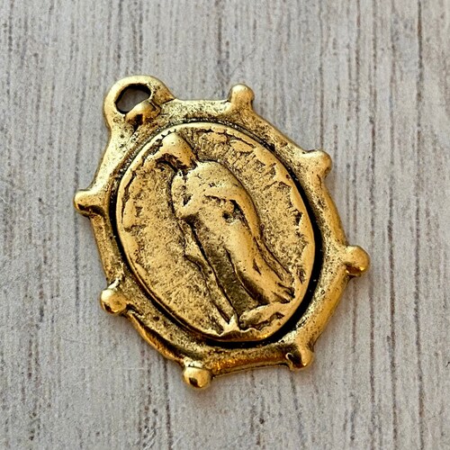 Round Mary Medal Virgin Mary Our Lady of Lourdes Catholic - Etsy