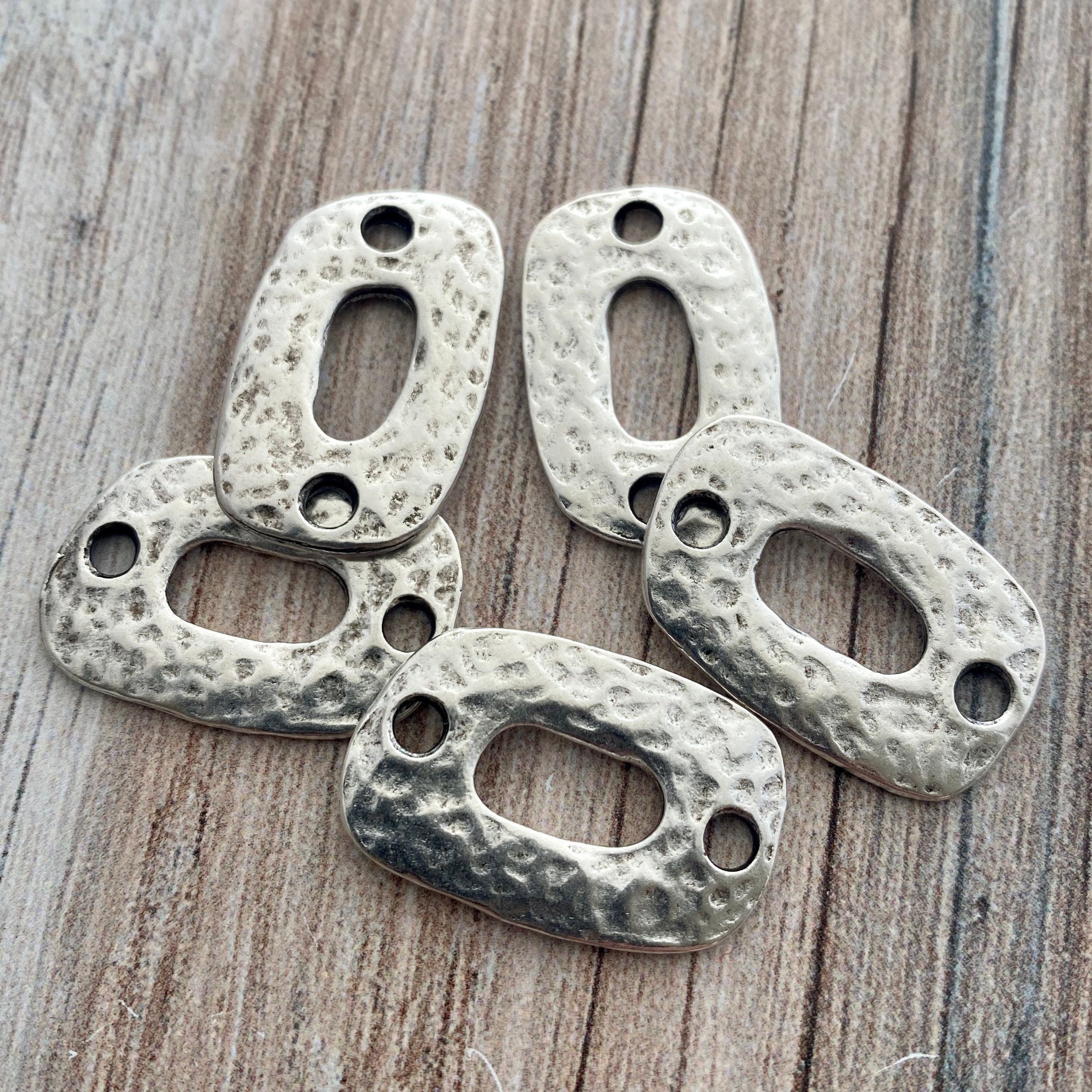 Hammered Oval Connector Textured Rectangle Link Silver - Etsy