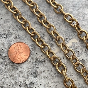 Large Gold Chain With Design, Thick Antiqued Gold Chain, Chain by the ...