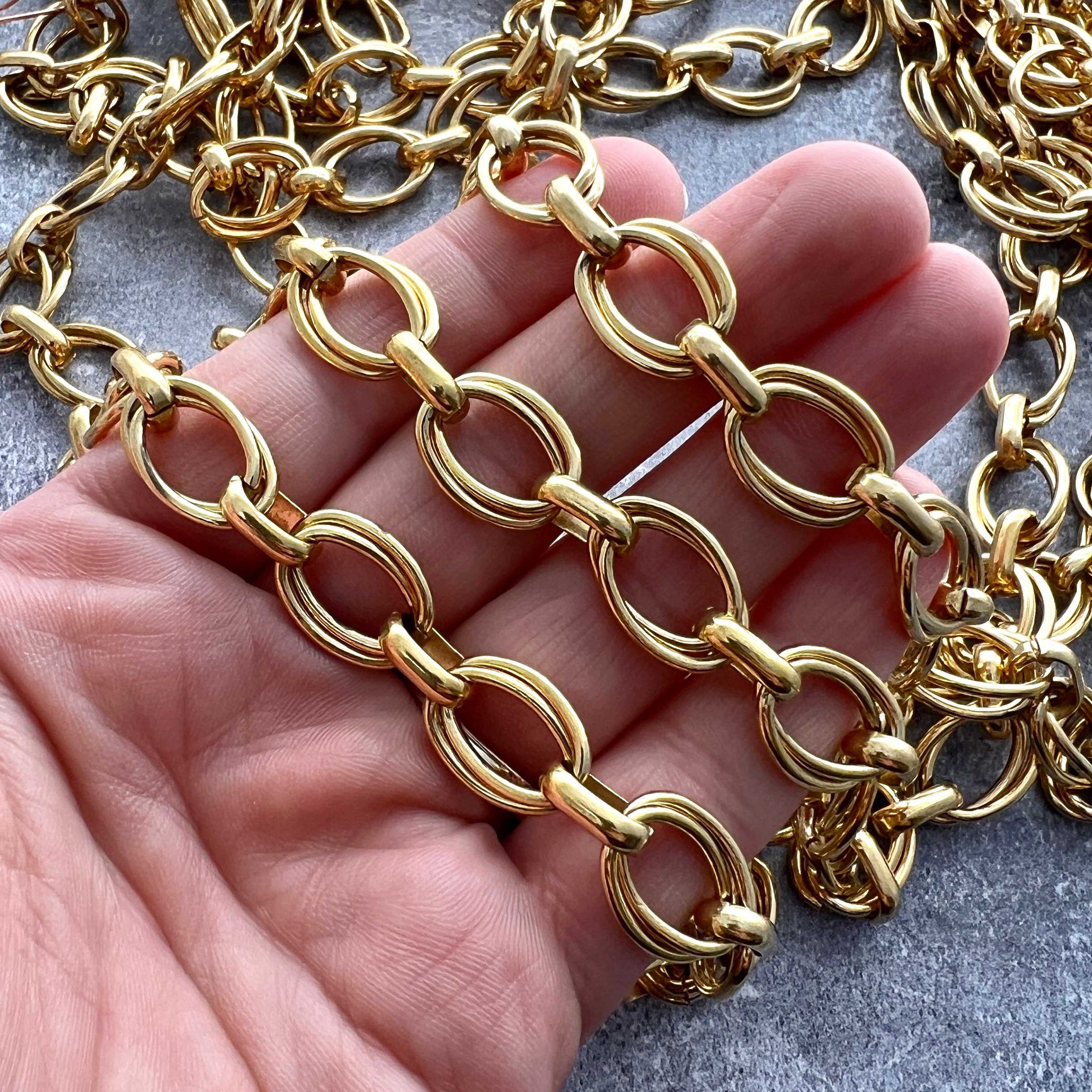 Large Gold Oval Multiring Skip Chain Chunky Chain by the - Etsy