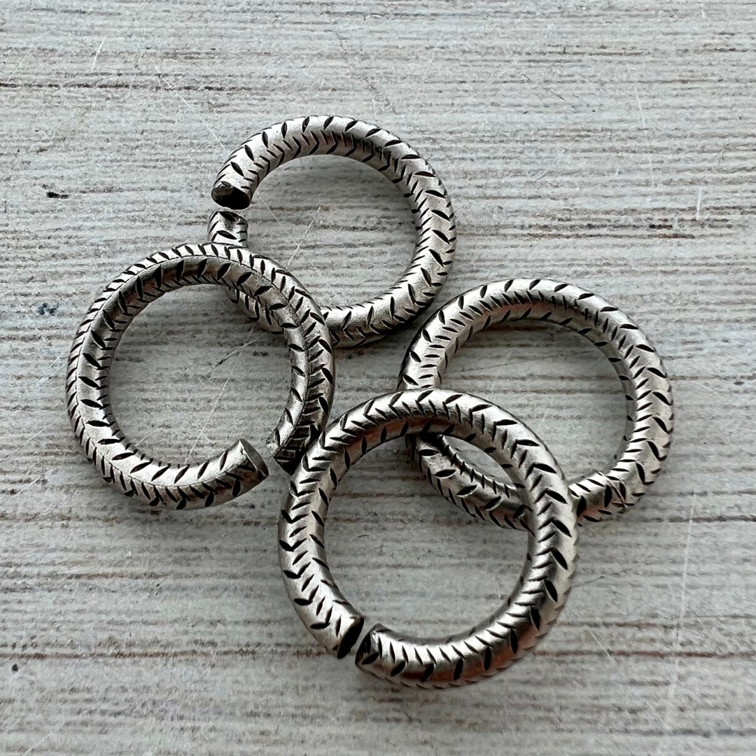 16mm Extra Large Antiqued Pewter Jump Rings, Thick Textured Jump Ring ...