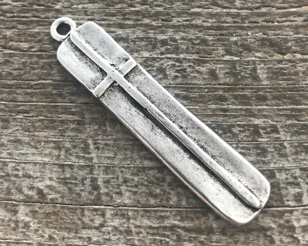 Large Silver Cross Pendant, Long Skinny Modern Bar Rectangle Cross ...