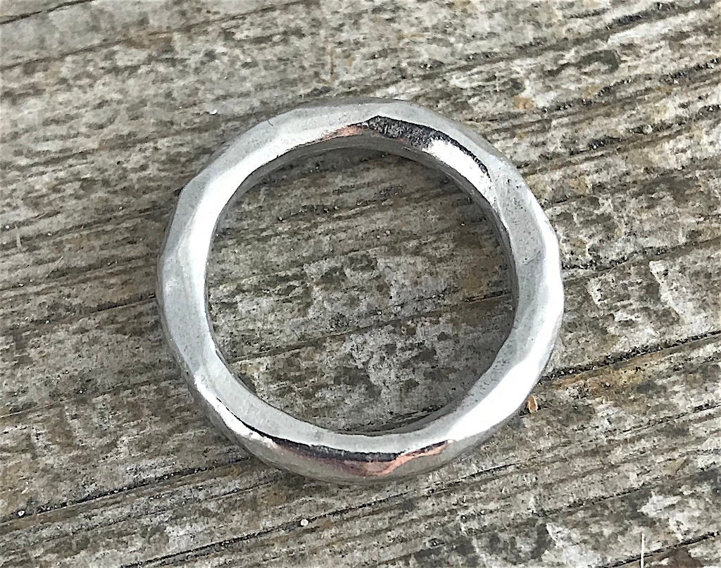 Hammered Hoop Ring Connector Silver Eternity Ring Leather - Etsy