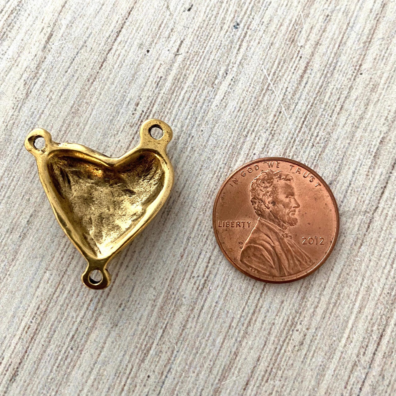 Gold Puffy Hammered Heart Connector, Rosary Centerpiece, Heart Pendant ...