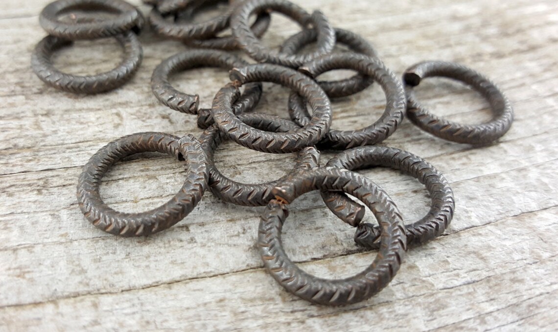 16mm Extra Large Rustic Brown Jump Rings Thick Textured Jump - Etsy