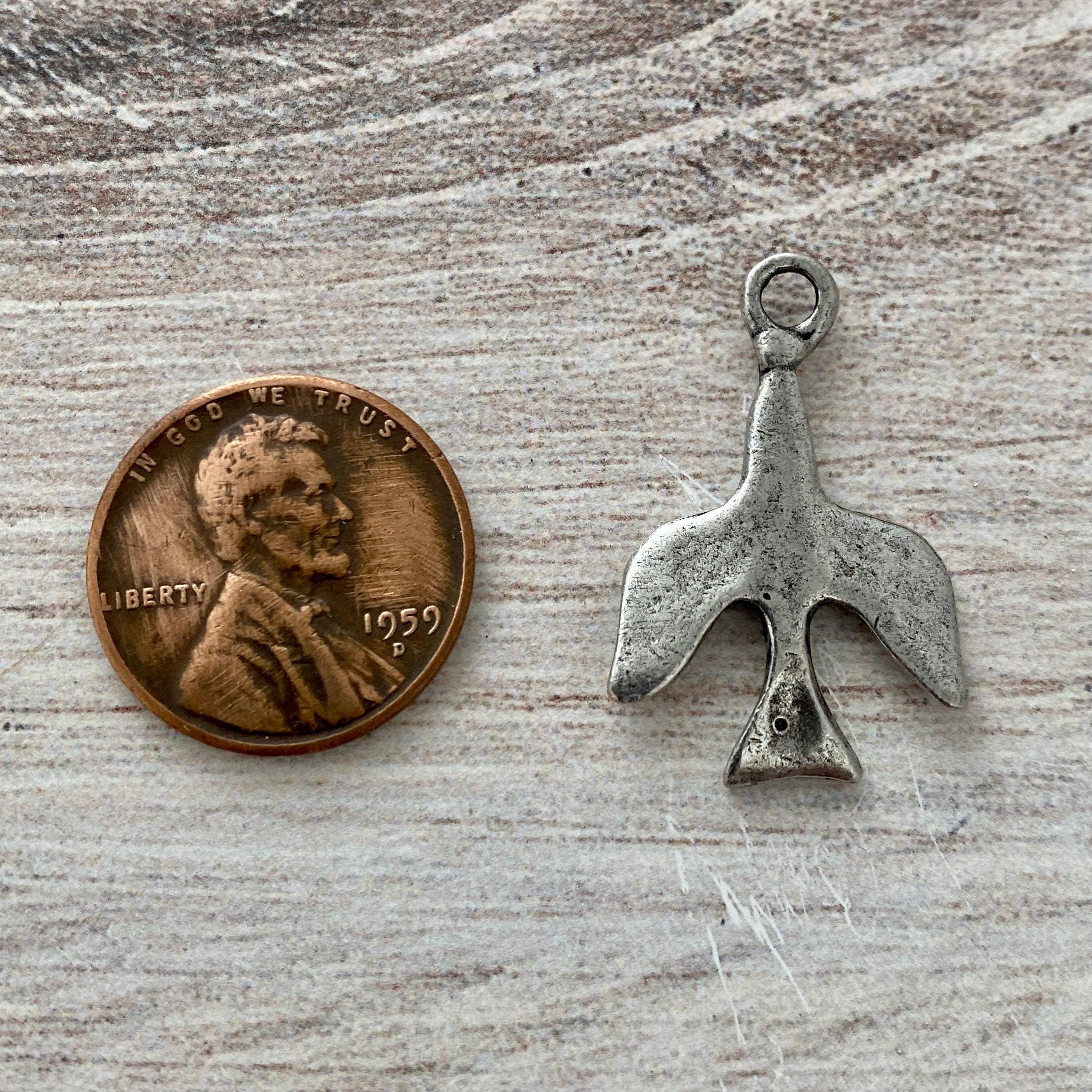 Modern Dove Charm, Simple Silver Pewter Holy Spirit, Rosary Making ...