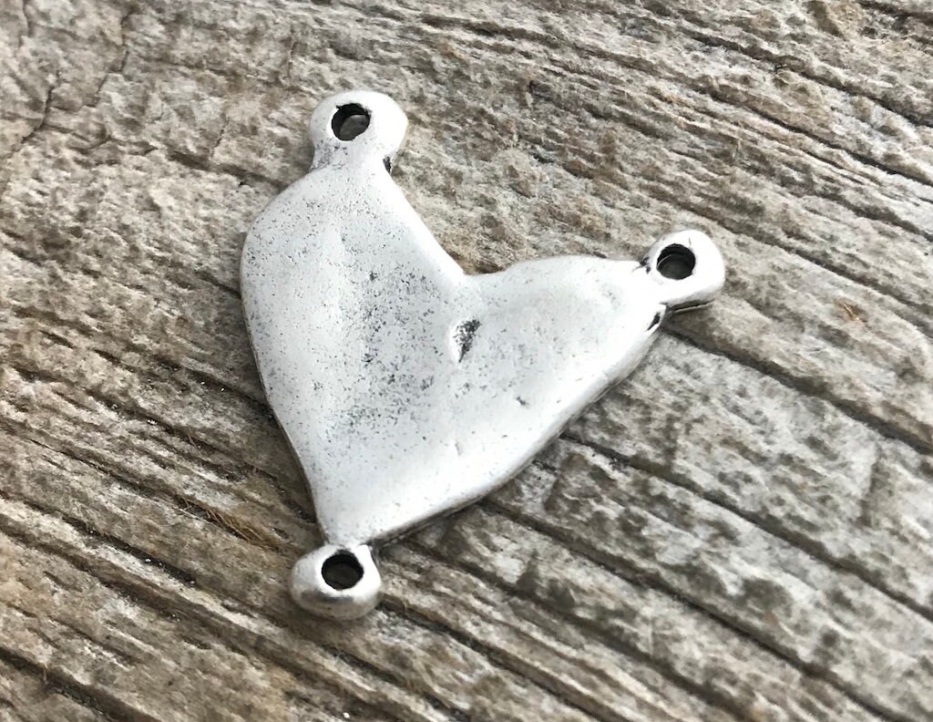 Heart Connector Heart Pendant Silver Heart Love Charm - Etsy