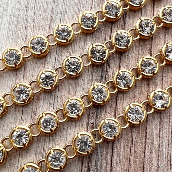 Chunky Gold Medium Sized Crystal Rhinestone Chain Chain by the - Etsy