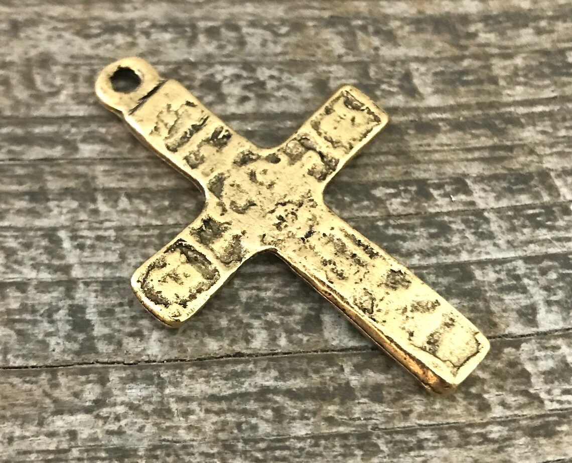 Ancient Cross Antiqued Gold Cross Pendant Large Artisan - Etsy