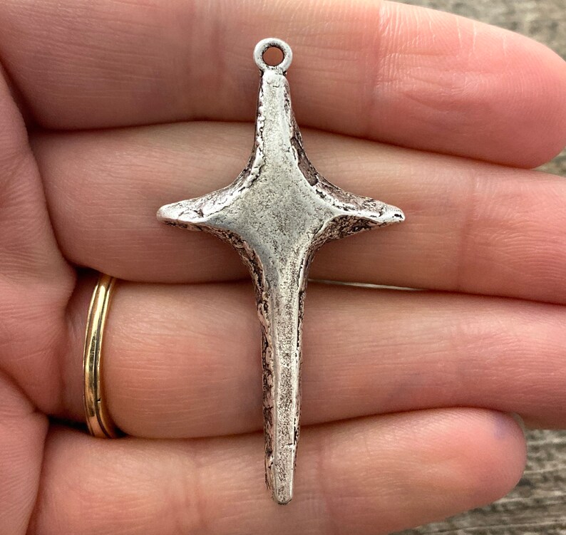 Skinny Star Cross Pendant Charm Silver Cross for Jewelry - Etsy