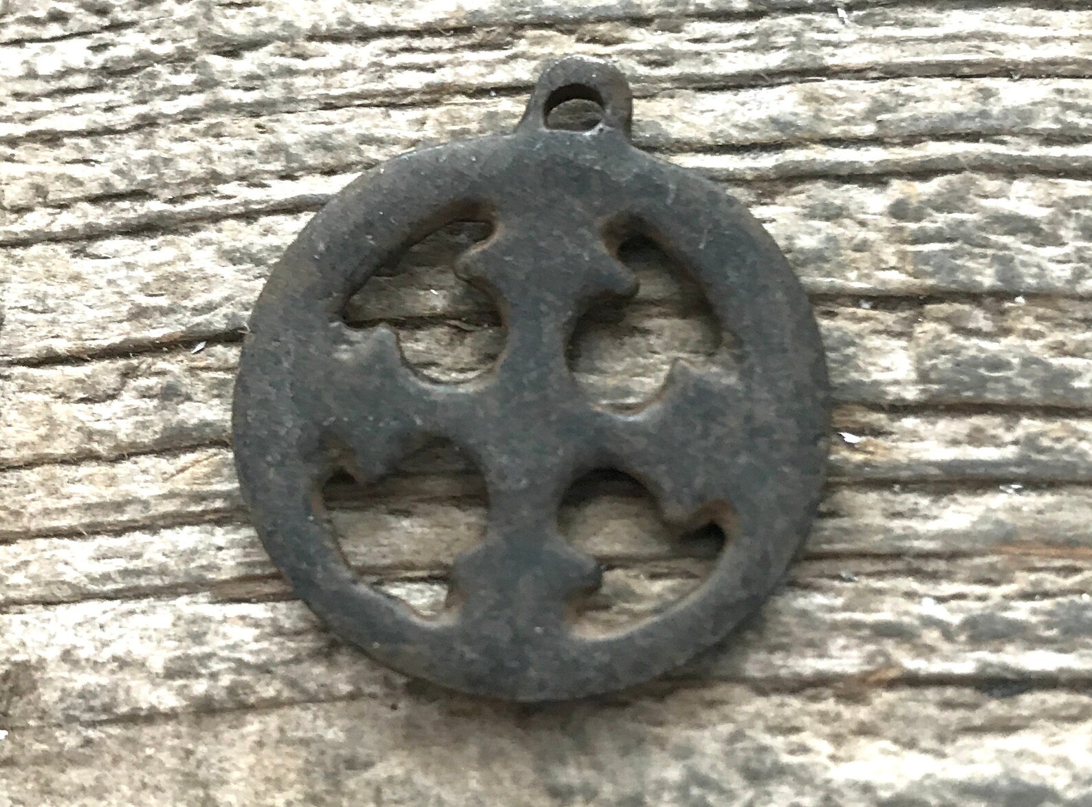 Ancient Circle Cross Charm, Cross Coin Token, Rustic Brown Religious ...