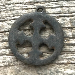 Ancient Circle Cross Charm, Cross Coin Token, Rustic Brown Religious ...