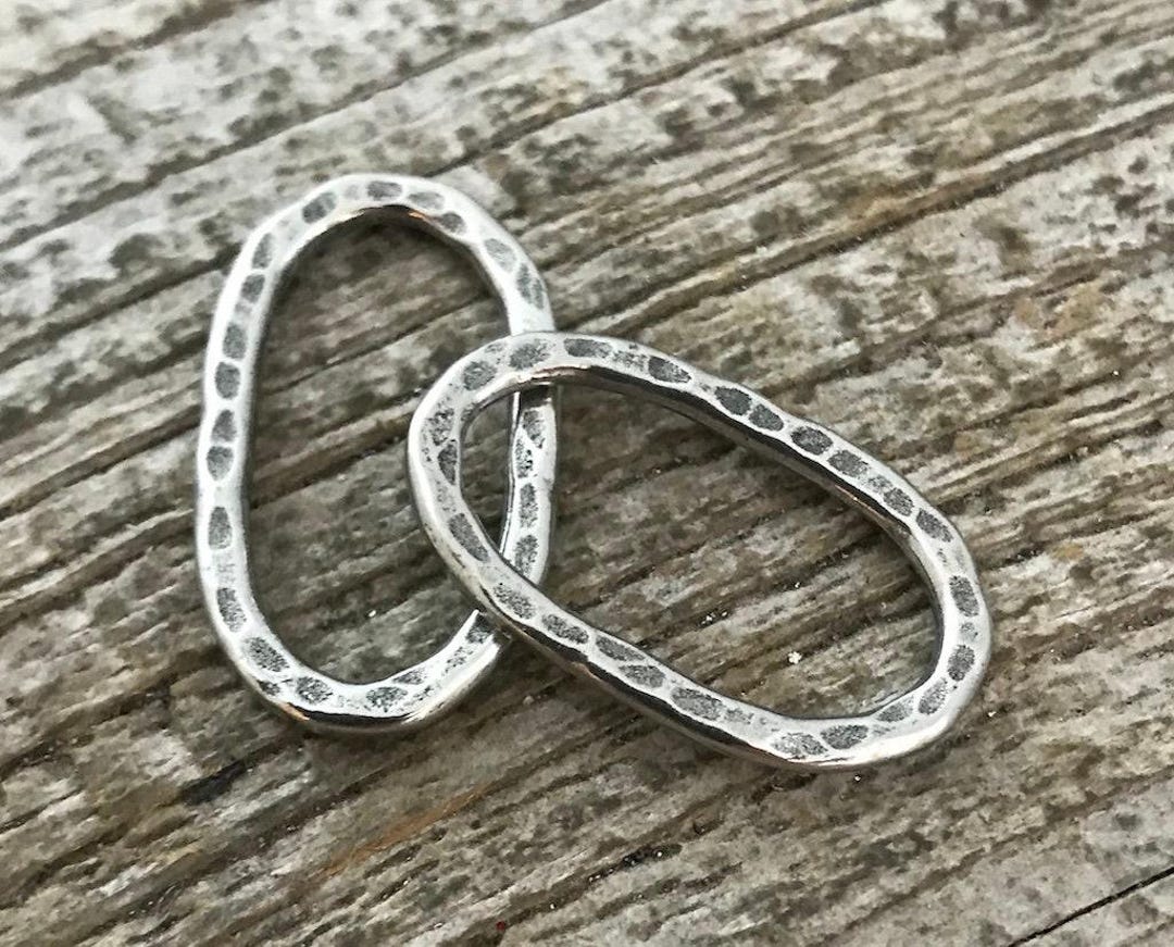 2 Hammered Ring Link, Ring Connector, Eternity Ring, Leather Connector ...