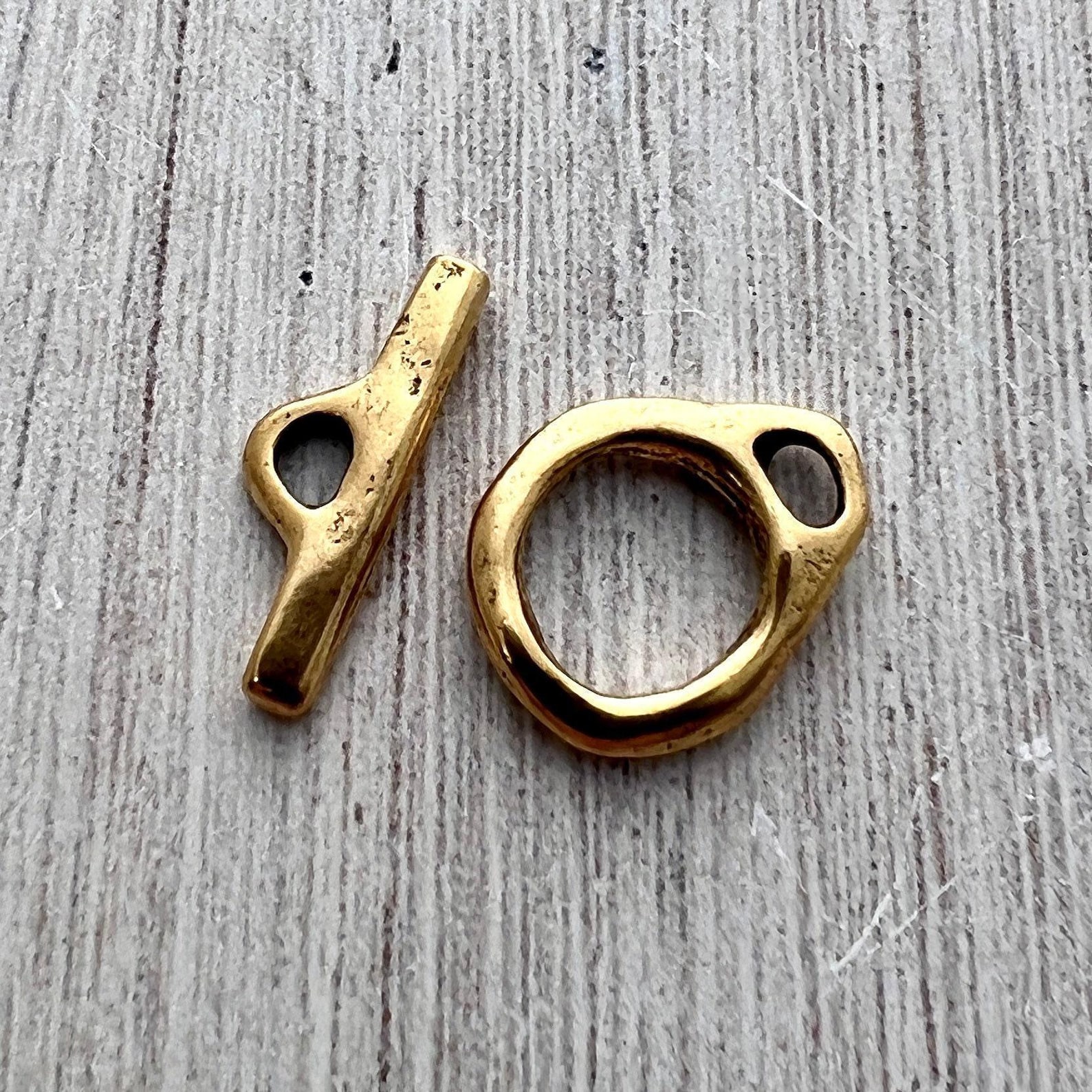 Small Organic Artisan Toggle Clasp, Gold Clasp, Necklace Closure, GL ...